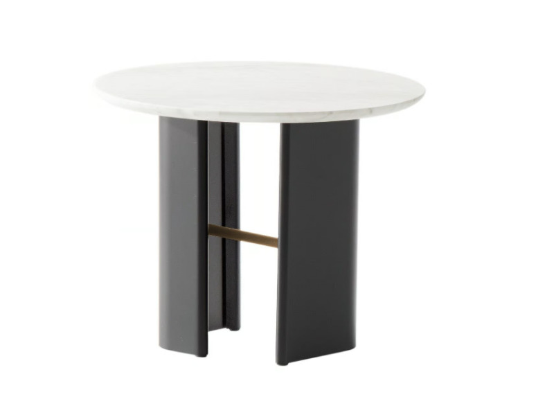 DOUBLE L 952/TC - Round steel coffee table with marble top | Potocco